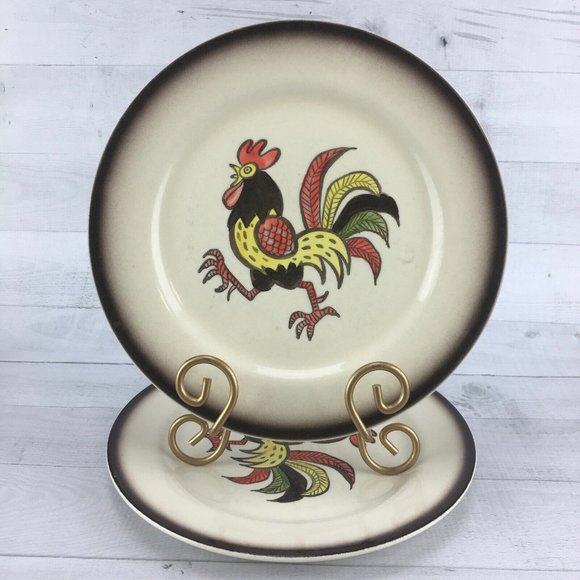 Metlox | Dining | Mcm Metlox Poppytrail Vernon Red Rooster Brown Band ...